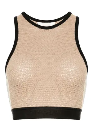 Palm Angels Logo-tape Knitted Tank Top - Neutrals