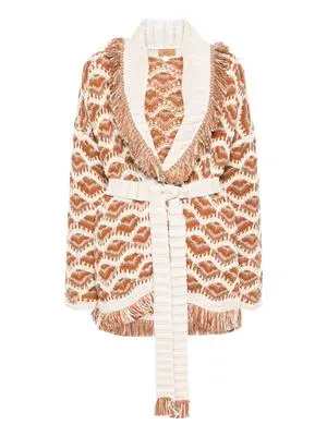 Alanui Hawa Mahal Intarsia Knit Cardigan - Neutrals