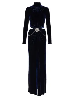 Rabanne Crystal-embellished Velvet Maxi Dress - Blue