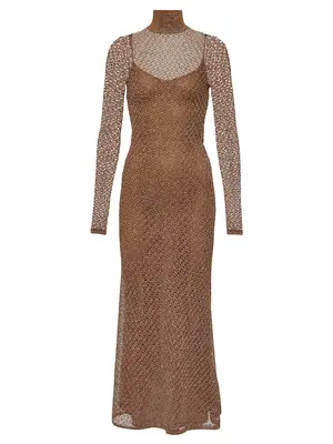 TOM FORD Open-knit Lurex® Maxi Dress - Brown