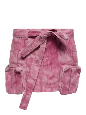 Blumarine Camouflage Denim Cargo Miniskirt - Pink