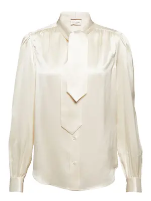 Saint Laurent Tie-neck Silk Blouse - White