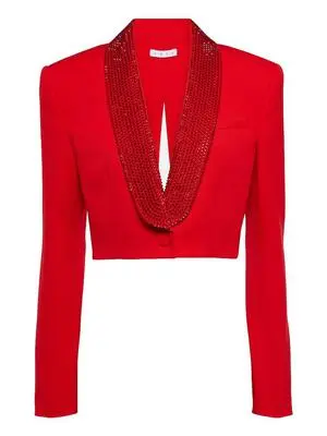 AREA Area Crystal-Embellished Cropped Wool Blazer
