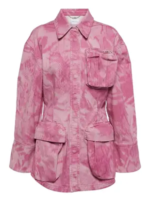Blumarine Camouflage Denim Cargo Jacket - Pink