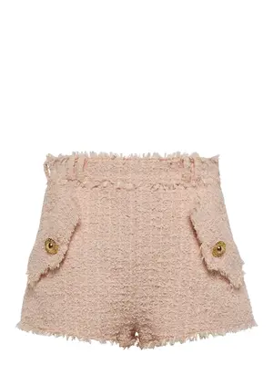 Balmain High-rise Tweed Shorts - Pink
