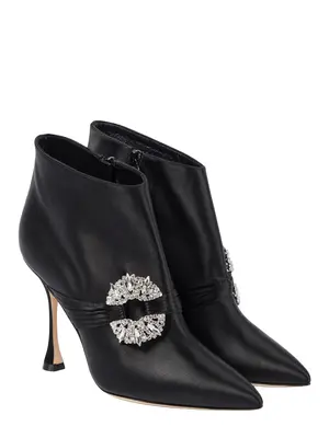 Manolo Blahnik Prabina 105 Embellished Ankle Boots - Black