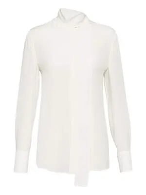 Valentino Garavani Bow-tie Neck Silk Georgette Blouse - White
