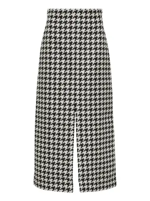 Burberry Houndstooth Twill Maxi Skirt - Black