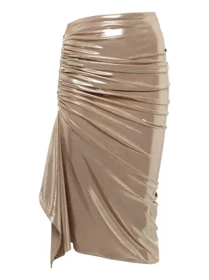 Maticevski Neroli Ruched Midi Skirt - Gold