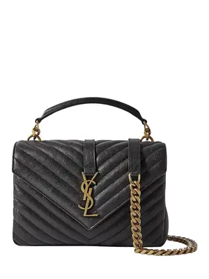 Saint Laurent College Medium Quilted Leather Tote - Black