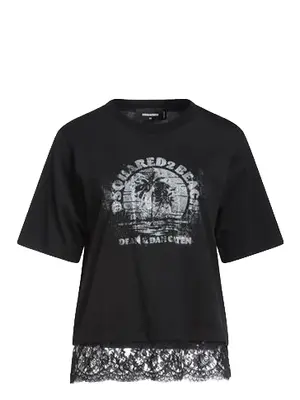 Dsquared2 T-shirt With Lace Detail - Black