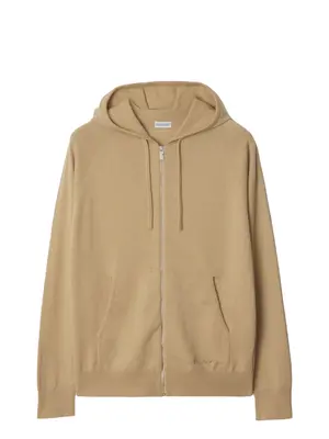 Burberry Burberry Cashmere Blend Zip Hoodie With Equestrian Knight Design Camel