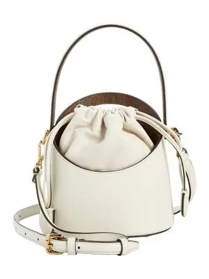 Etro Small Saturno Leather Bucket Bag - Ivory