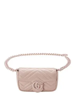 Gucci Gg Marmont Chevron Leather Belt Bag - Pink