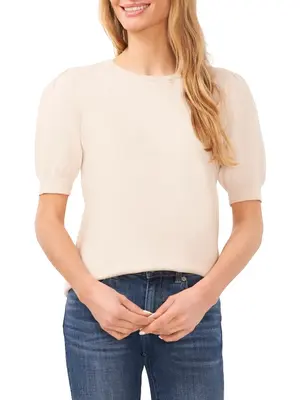 CECE DUPRAZ CeCe Puff Sleeve Crewneck Sweater Malted
