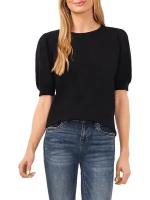 CECE DUPRAZ Puff Sleeve Crewneck Sweater - Rich Black