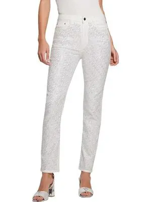 GUESS Rhinestone Embellished Slim Fit Pants