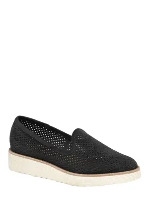 Johnston & Murphy Johnston & Murphy Mitzi Perforated Venetian Loafer Black Suede