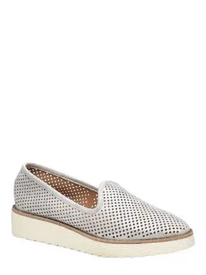 Johnston & Murphy Johnston & Murphy Mitzi Perforated Venetian Loafer Light Silver Metallic Kid Sued