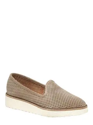 Johnston & Murphy Johnston & Murphy Mitzi Perforated Venetian Loafer Taupe Suede