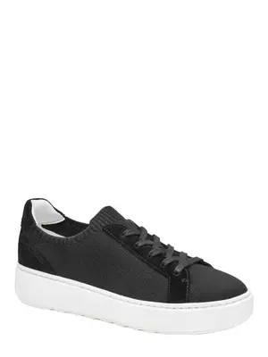 Johnston & Murphy Johnston & Murphy Gracie Side Zip Sneaker Black Knit/suede