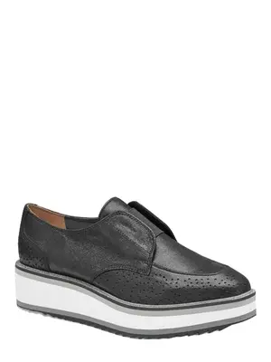 Johnston & Murphy Johnston & Murphy Gracie Side Zip Sneaker Black Metallic Kid Suede