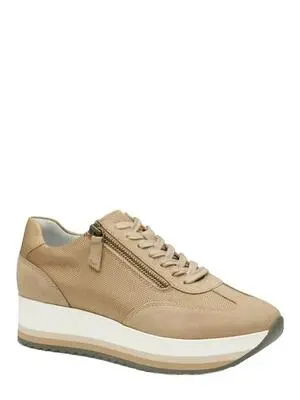 Johnston & Murphy Johnston & Murphy Gracie Side Zip Sneaker Sand Nylon/ Suede