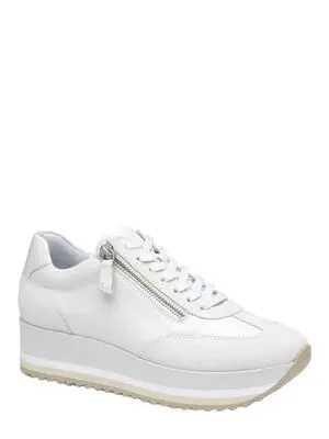 Johnston & Murphy Johnston & Murphy Gracie Side Zip Sneaker White Calfskin/suede