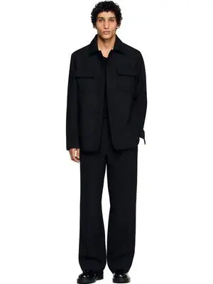 Sandro Buttoned Oversized Shirt Black