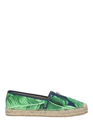 Dolce & Gabbana Leaf-print Canvas Espadrilles - Blue