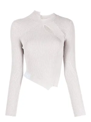 FENG CHEN WANG Asymmetric Ribbed-knit Top - Purple