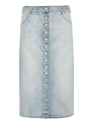 COURREGES D-rings Denim Midi Skirt - Blue