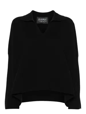 Alanui Ribbed Polo Top - Black