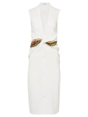 FERRAGAMO Twisted-belt Midi Dress - White