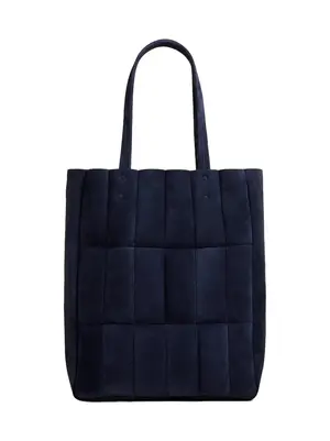 Khaite Zoe Raffia Tote Midnight Suede