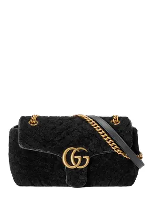 Gucci GG Marmont Medium Shoulder Bag Black Shearling
