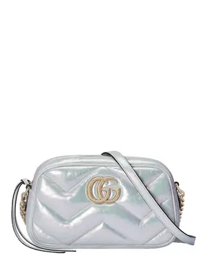 Gucci GG Marmont Medium Shoulder Bag Blue Iridescent Leather