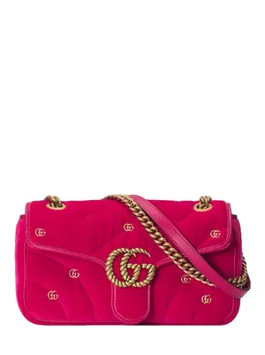 Gucci GG Marmont Medium Shoulder Bag Dark Pink Velvet