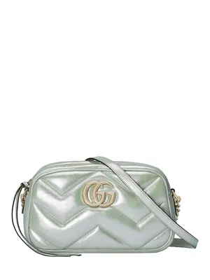 Gucci GG Marmont Medium Shoulder Bag Green Iridescent Leather