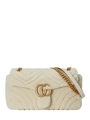 Gucci GG Marmont Medium Shoulder Bag Off White Shearling
