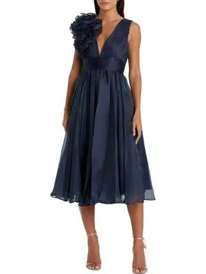 Mac Duggal Chiffon Sleeveless Fit & Flare Midi-dress - Midnight