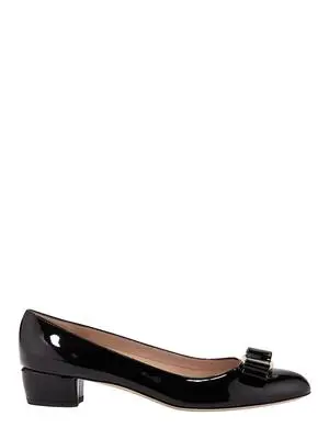 FERRAGAMO Vara Bow Leather Low Pumps Nero