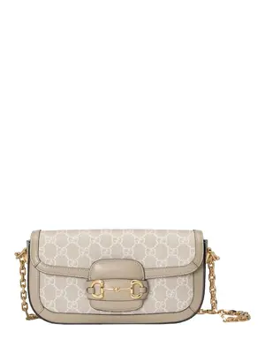 Gucci Gucci Horsebit 1955 Medium Shoulder Bag Beige And White