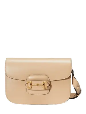 Gucci Gucci Horsebit 1955 Medium Shoulder Bag Beige Leather