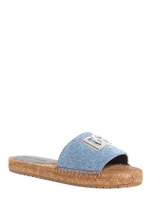 Dolce & Gabbana Denim Espadrille Slide Sandals - Blue
