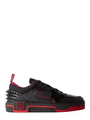 CHRISTIAN LOUBOUTIN Astroloubi Leather, Suede, And Mesh Sneakers - Black