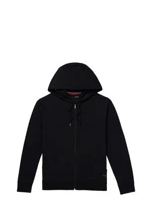 Paul Smith Grosgrain-trimmed Cotton-jersey Zip-up Hoodie - Black