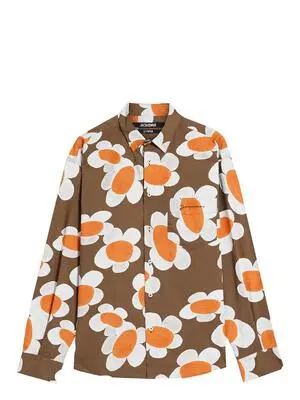 Jacquemus Floralprint Cottonpoplin Shirt - Light Brown