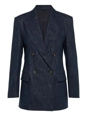 Brunello Cucinelli Metallic Cotton-blend Blazer - Silver
