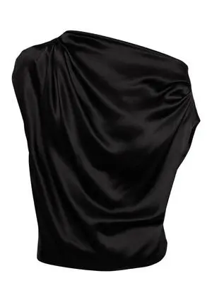 THE SEI Draped One-shoulder Top - Black
